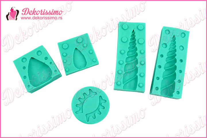 Silikonska modla 3D rog, uši i trepavice jednoroga – K4772 | dekorissimo